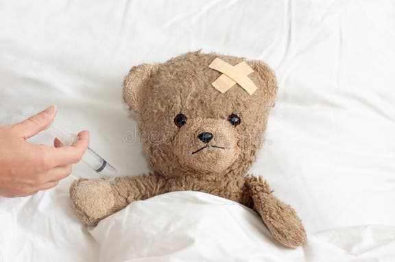Teddy is sick stock photo. Image of pain, bedroom, bandage - 843936
