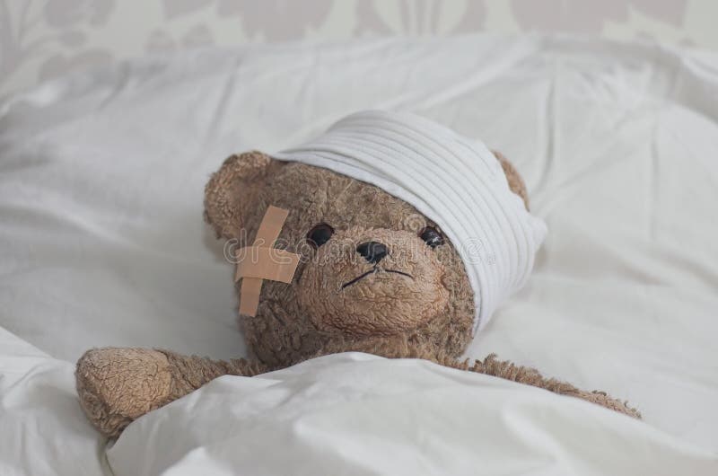 Poorly teddy bear stock image. Image of accident, bump - 6508317