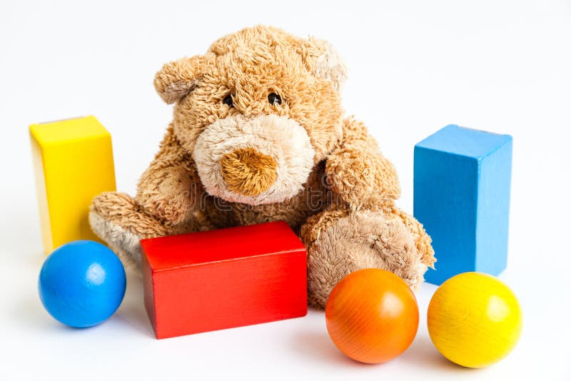 Teddybear and bricks stock image. Image of wooden, teddybear - 25182891