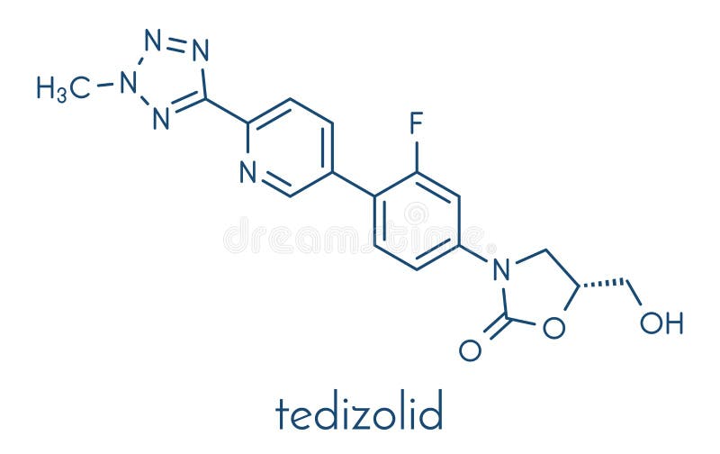 Tedizolid Antibacterial Drug Molecule. Skeletal Formula. Stock Vector ...