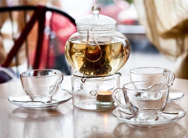 Tee and Empty Cups for Tee in Cafe Stock Image - Image of heat, dining ...