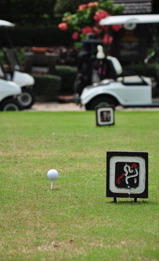 Tee Off with Golf Cart on Golf Course Stock Image - Image of exercise ...