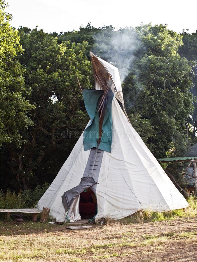 Tee pee (tipi) camp tent stock photo. Image of smoking - 15182360