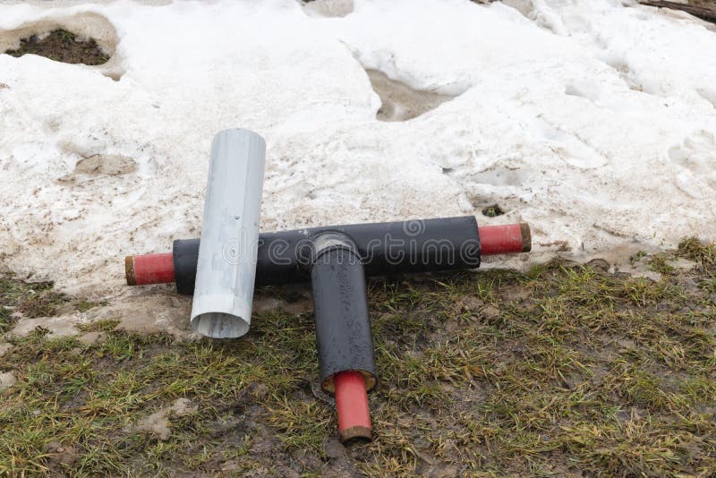 Tee Pipe for Heating. Insulated Pipe in a Plastic Coating for the ...