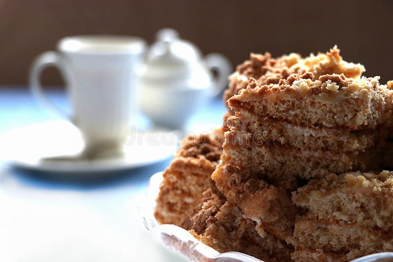 Tee time with cake stock photo. Image of eating, morning - 90522382