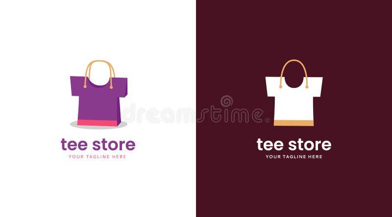 Tee Tshirt Store Logo Template with Shopping Bag Icon in Tshirt Shape ...