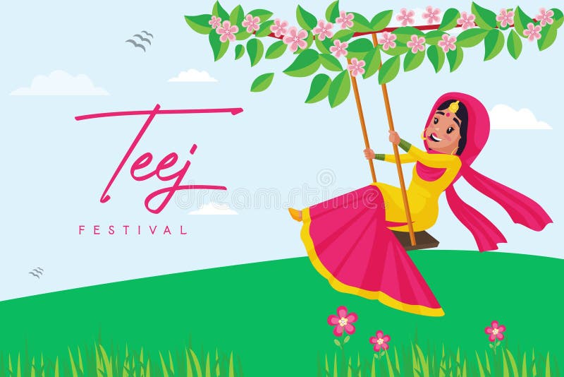 Happy Haryali Teej Festival Banner Design Stock Vector - Illustration ...