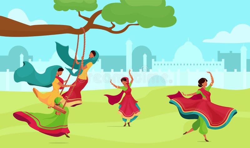 Teej Celebration Flat Color Vector Illustration Stock Vector ... Teej Celebration Flat Color Vector Illustration Stock Vector ...
