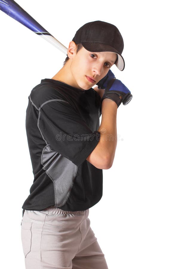 Teen Boy Batting stock image. Image of helmet, glove - 18502005