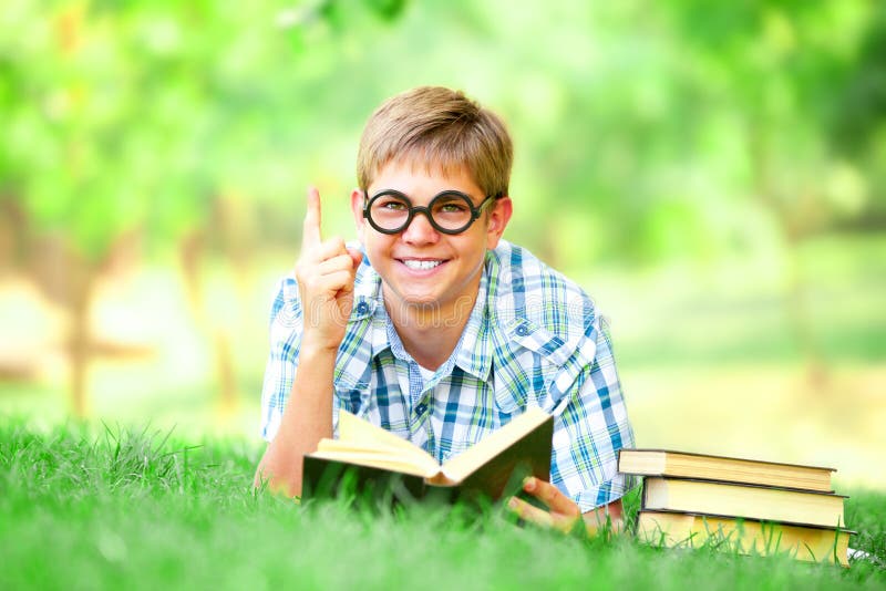 Teen boy with books stock image. Image of beautiful, knowledge - 33673753