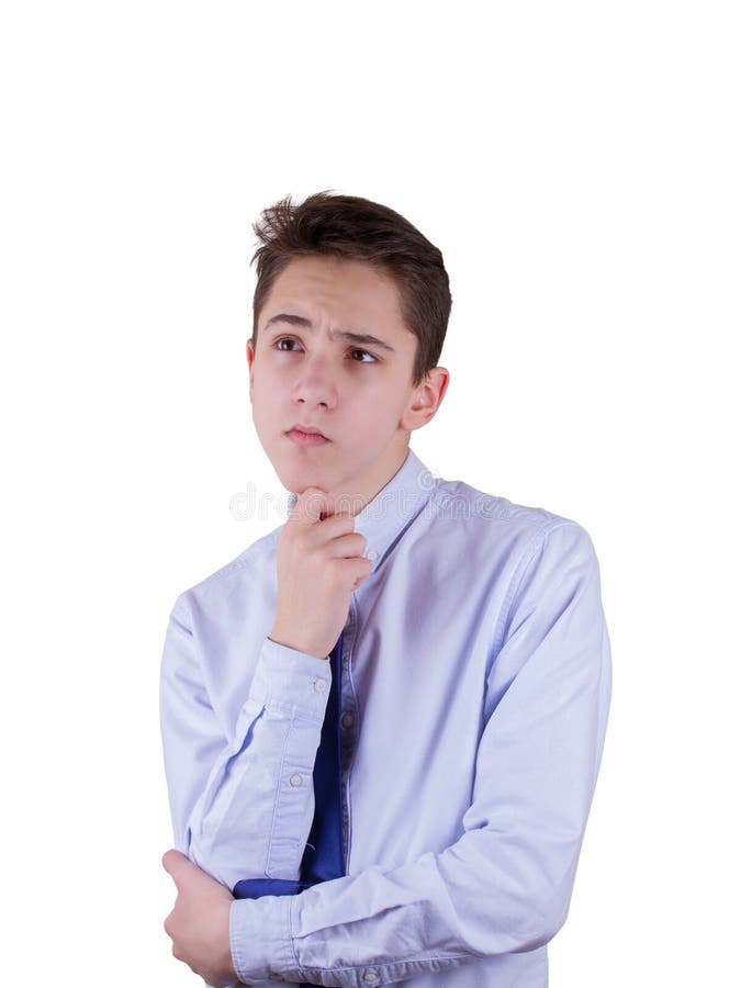 Teen Boy Doubting. Isolated on White. Stock Photo - Image of happiness ...