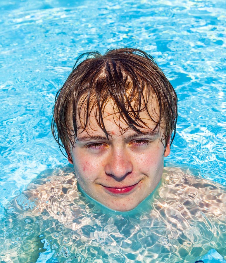 Teen Boy Enjoys Swimming in a Pool Stock Image - Image of breaststroke ...