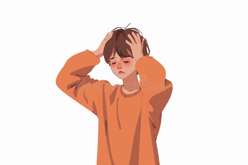 Teen Boy Having Headache Isolated Illustration Stock Image - Image of ...