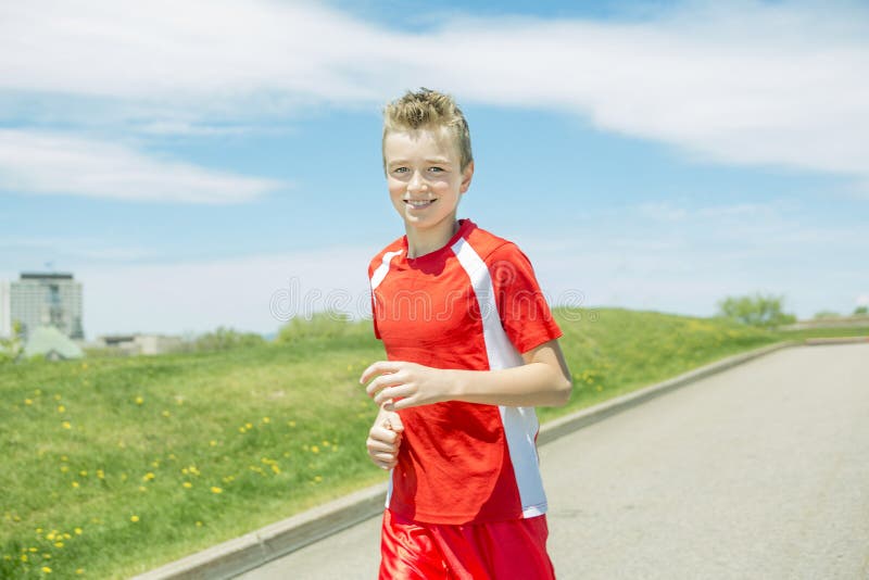 Teen Boy Run Outside in a Day Light Stock Image - Image of sporting ...