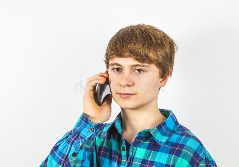 Young Boy Using Mobile Cell Phone Stock Photo - Image of casual ...