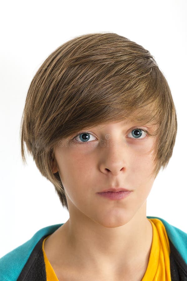 Teen Boy Smirking into the Camera, Isolated on White Stock Image ...