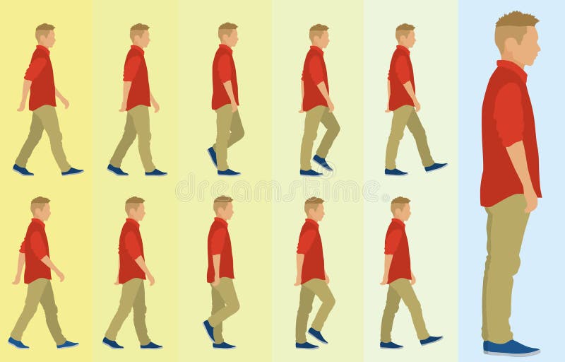 Teen Boy Walking Cycle stock vector. Illustration of faceless - 33330763