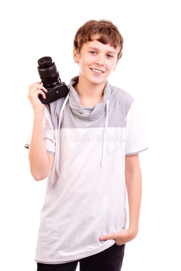 Teenager with camera stock photo. Image of hobby, camera - 14084052