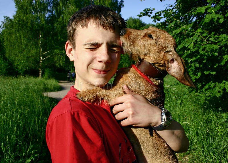 Teen girl with dog stock image. Image of happiness, love - 354571