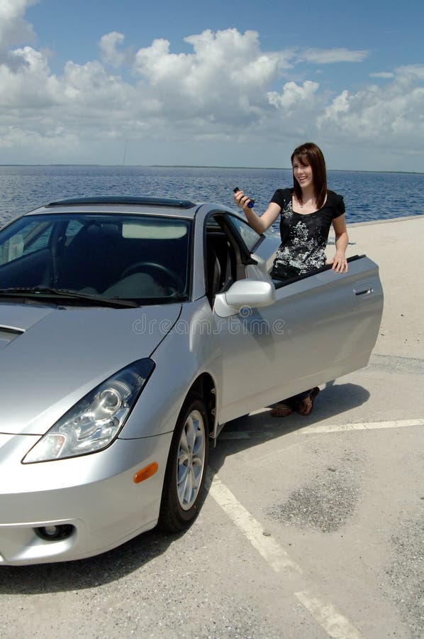 Teen driver with new car stock photo. Image of nature - 6199602