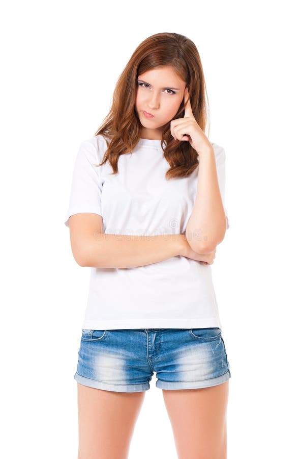 Uncertain Teenage Girl Deliberates Decision Stock Photo - Image of ...