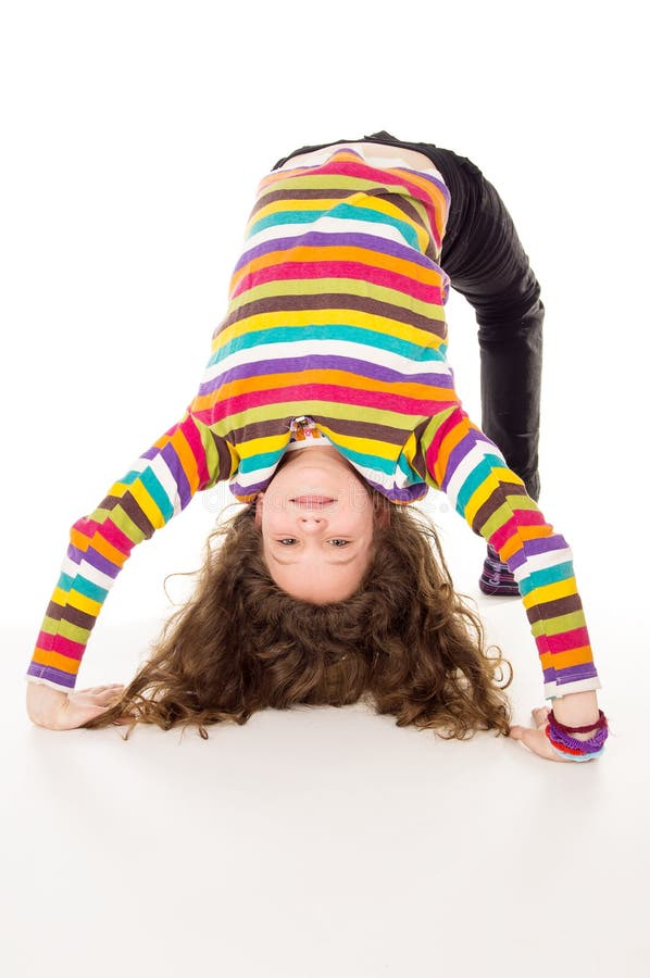 Teen Girl Does Exercises Plastic Stock Image - Image of little, bending ...