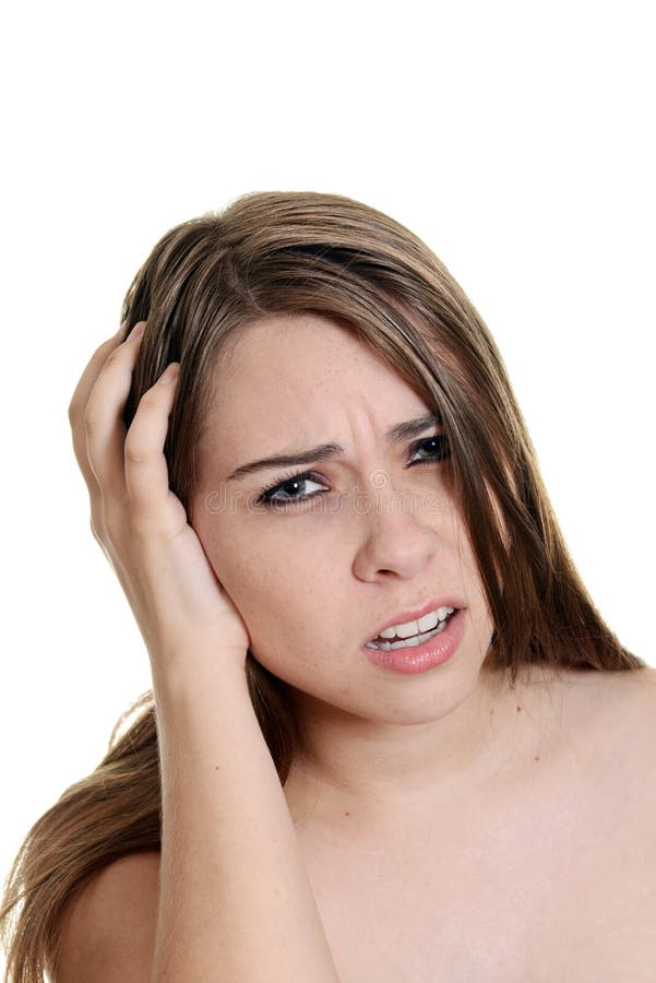 Teen girl with a headache stock photo. Image of headache - 33012432
