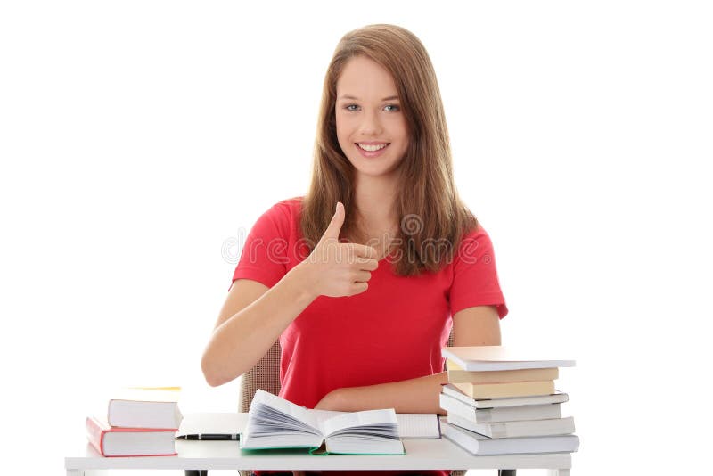 Teen girl learning stock photo. Image of learn, college - 15489930