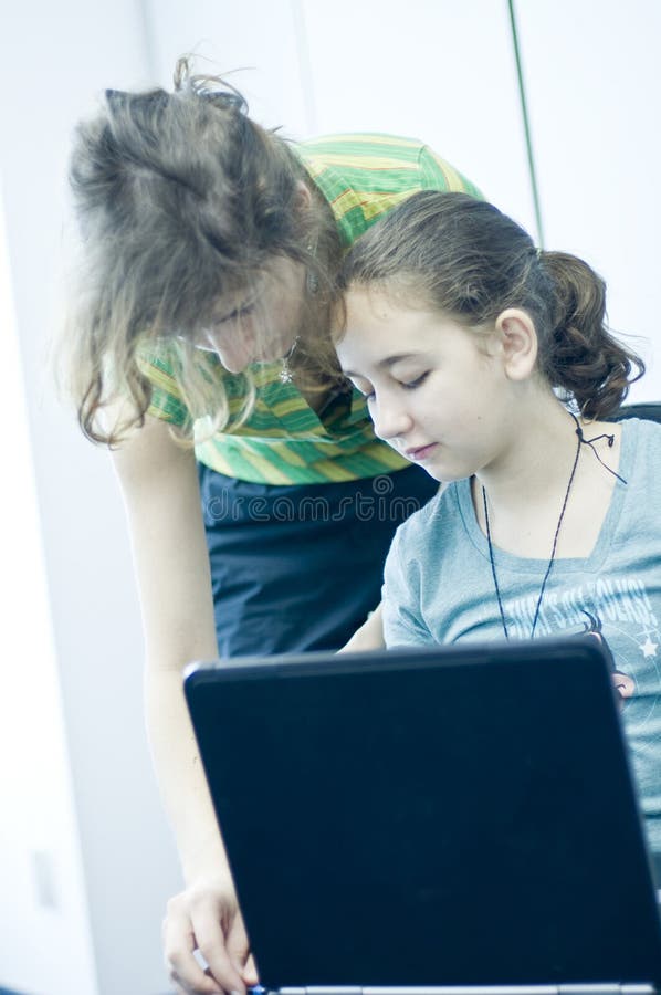 Teen Girl Learning Computers Stock Image - Image of children, portable ...