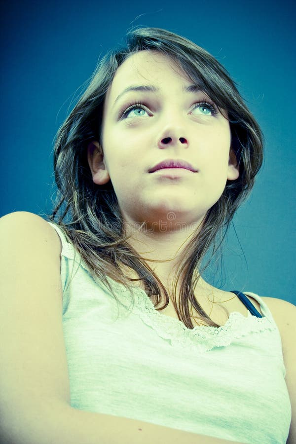 Teen girl looking up stock image. Image of woman, girl - 1802769