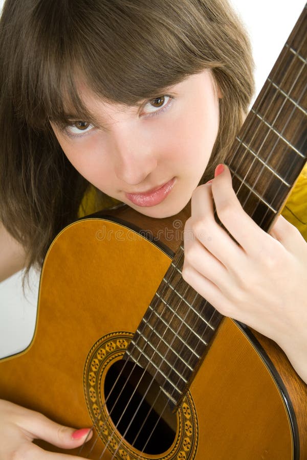 Teen girl playing guitar stock photo. Image of beautiful - 10103732