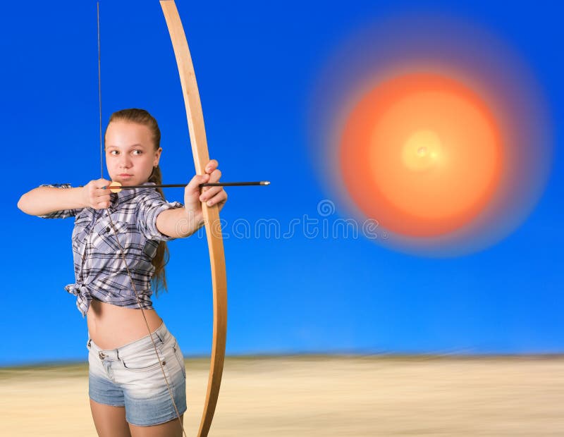 Teen Girl Practicing Archery Stock Image - Image of competition, shoot ...