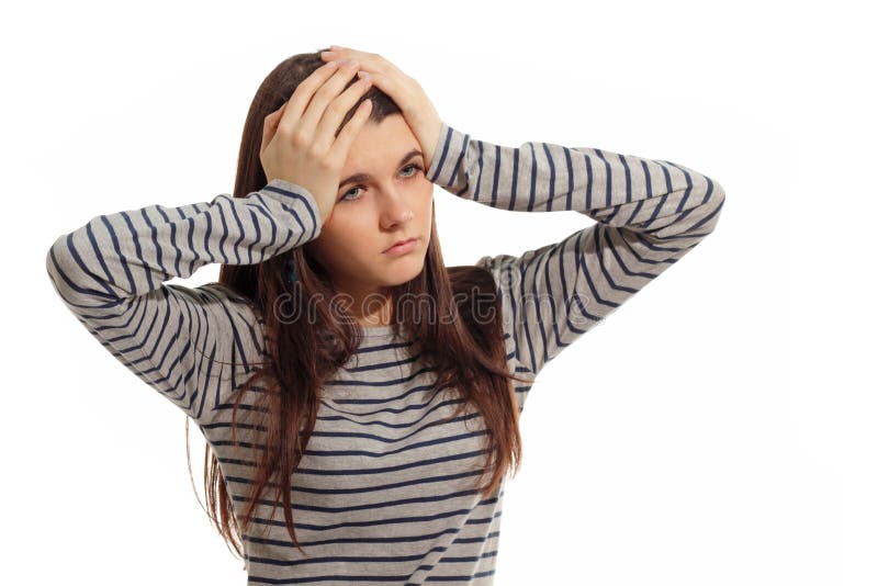 Teen Girl with Problem Headache Depression Stock Image - Image of ...