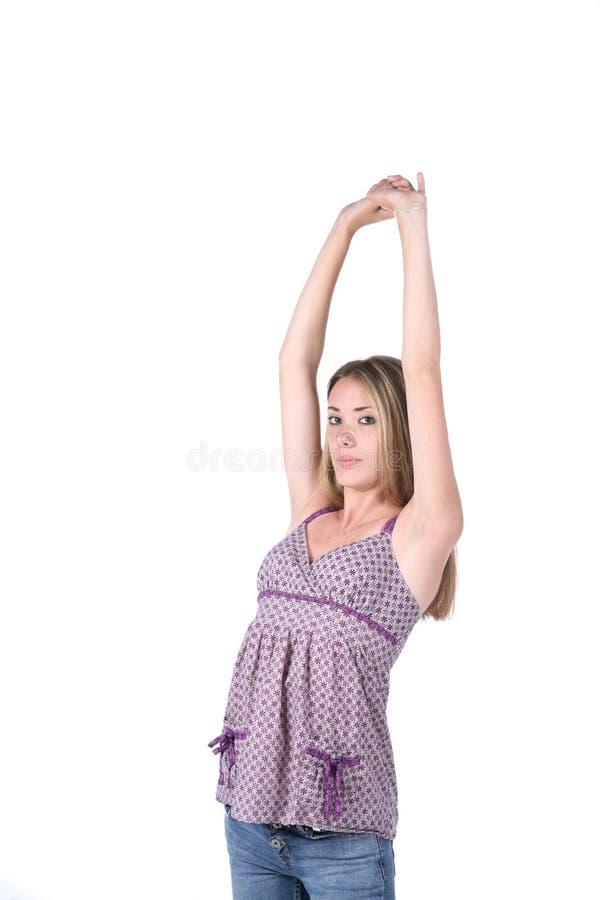 Teen With Hands Up In The Air Stock Image - Image of teen, pretty: 6168899