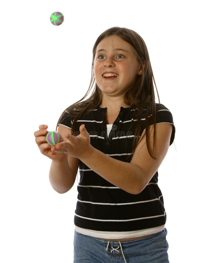 Isolated Teenage Girl Juggling Stock Image - Image of activities, girl ...