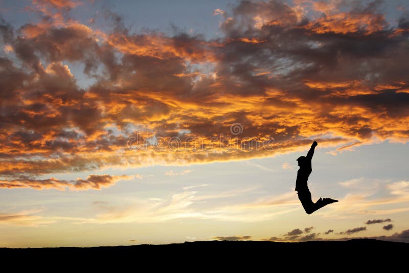 Teen Jumping in Sunset for Fun Stock Image - Image of freedom, life ...