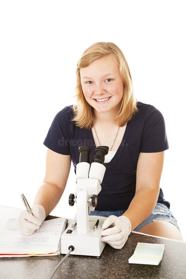 Teen Learns Science stock photo. Image of school, slide - 13854406