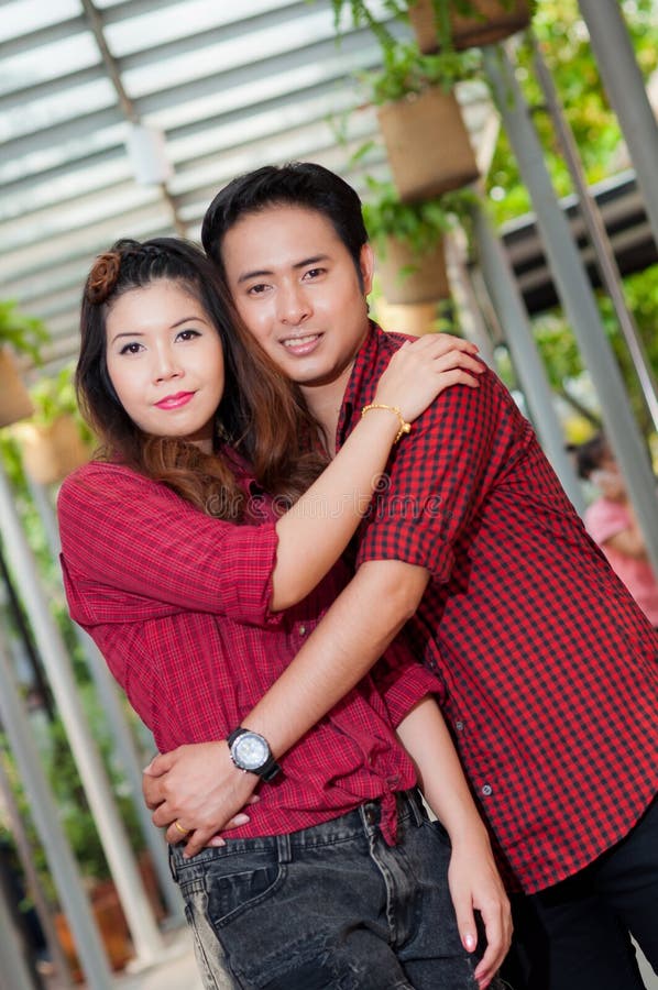 Wedding Couple in the Park in Thailand Stock Photo - Image of ...