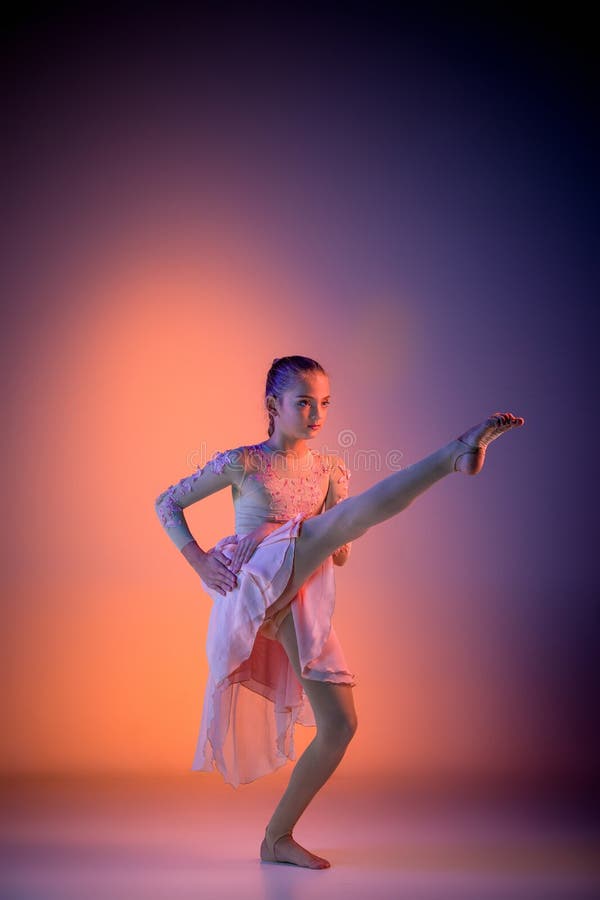 Lovely Thirteen Yearold Amerasian Girl Performing A Ballet Dance Stock