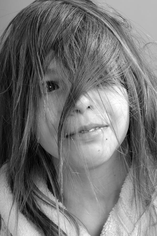 Teen Posing with Hair on Face Stock Photo - Image of person, adolescent ...