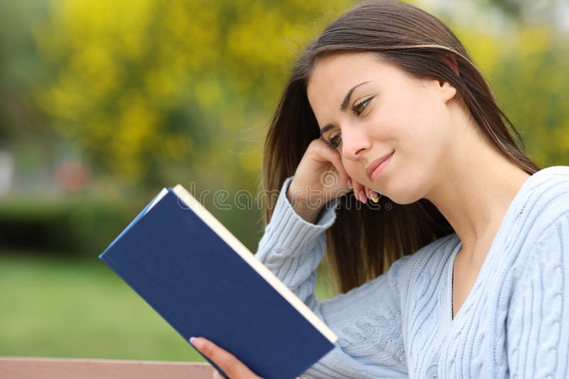 Teen Reading a Book in a Park Stock Photo - Image of lady, holiday ...
