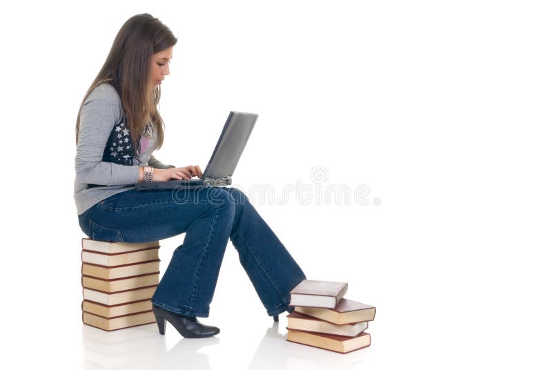 Teen Student Working on Laptop Stock Image - Image of confident ...