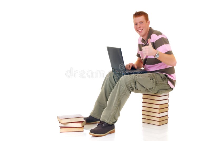 Teenager or Student with Laptop Stock Photo - Image of notebook, laying ...