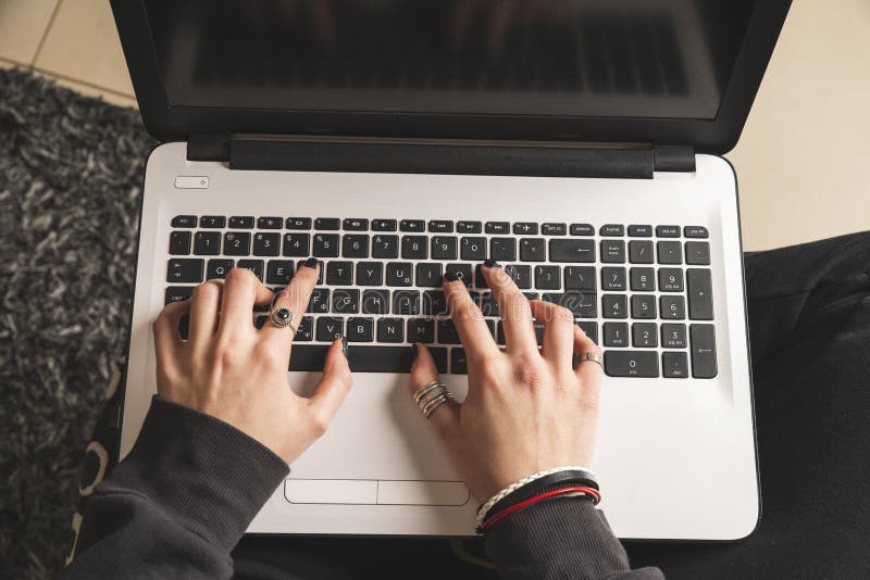 Teen Studying and Doing Homework on Laptop Stock Image - Image of adult ...