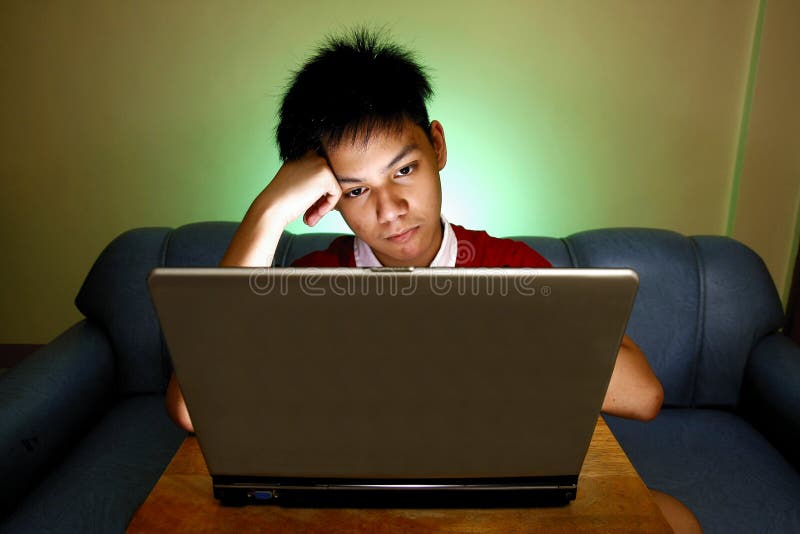 Teen Using a Laptop Computer Stock Photo - Image of computer ...