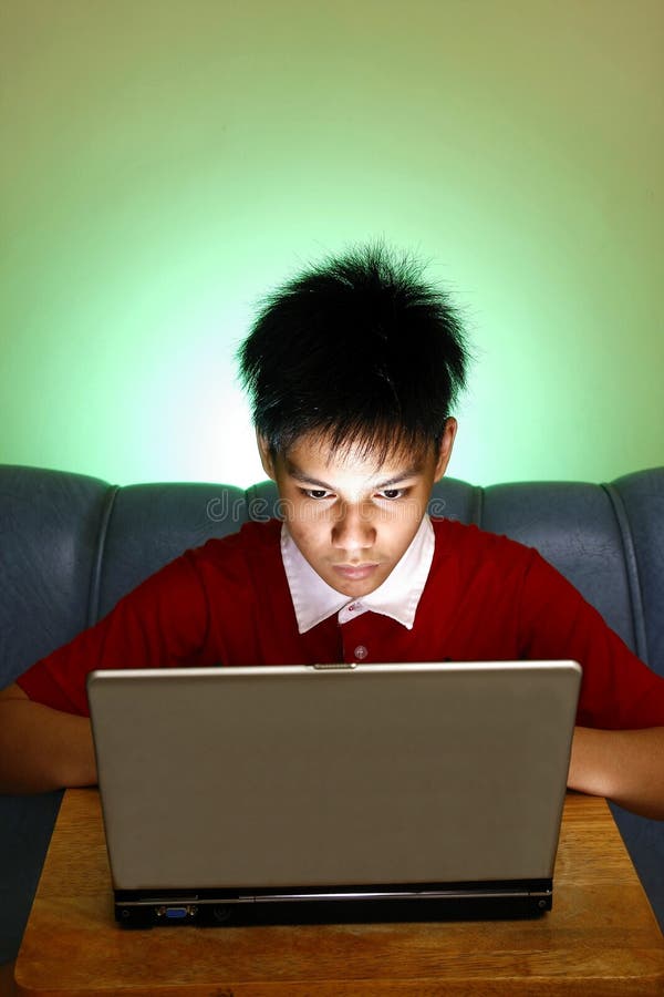 Teen Using a Laptop Computer Stock Photo - Image of gadget, technology ...