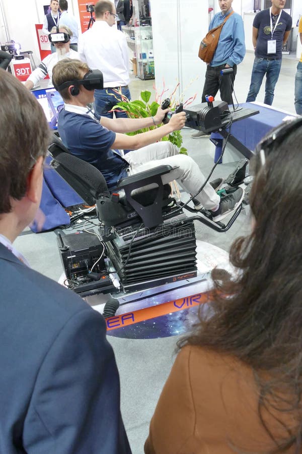 Teen Wearing Virtual Reality Device Testing Flight Simulator Editorial ...