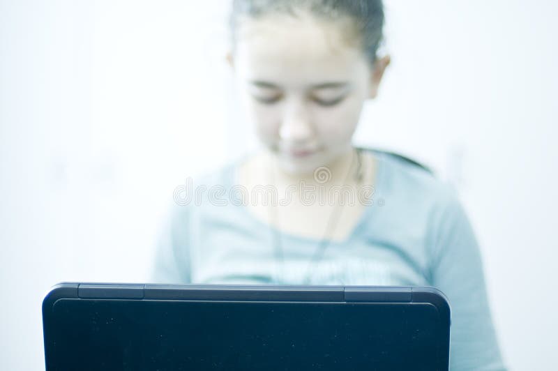 Teen Working On Laptop Computer Picture. Image: 4902216