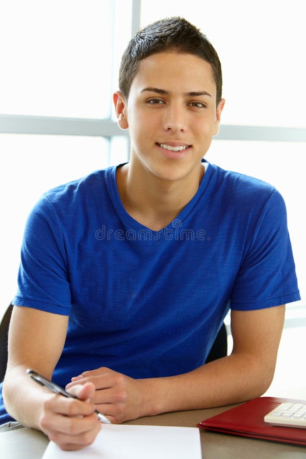 Teenage boy in class stock image. Image of school, qualifications ...