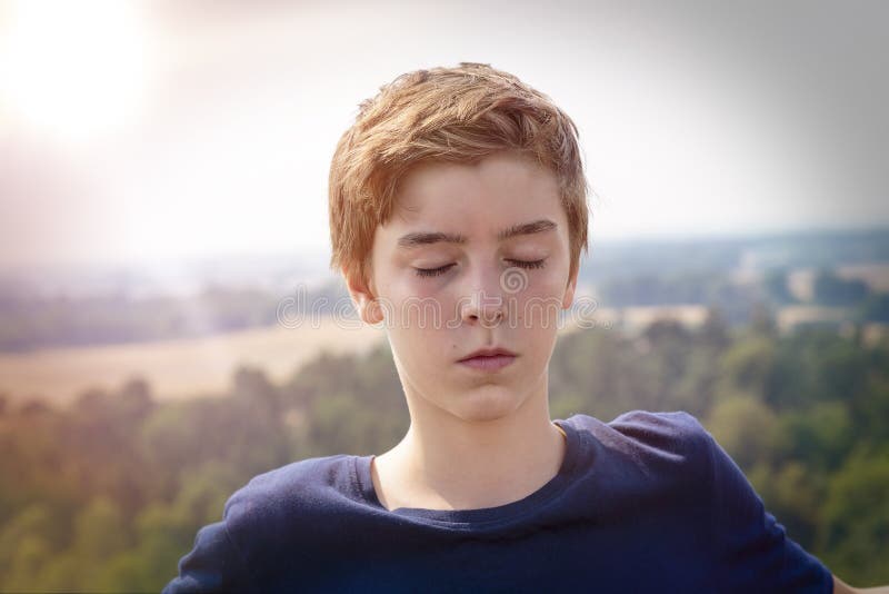 Teenage Boy with Closed Eyes Stock Image - Image of cool, teenager ...